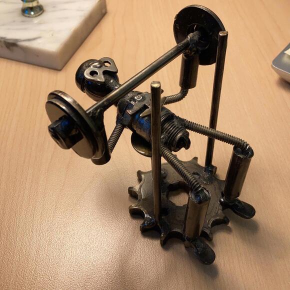 Accents | Nuts And Bolts Art Fitness Bench Press Figure Sculpture ...